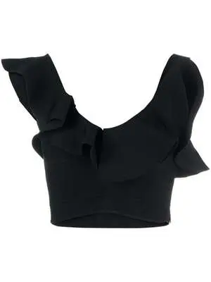 Alexander McQueen Gathered-neckline Cropped Top
