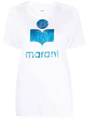 MARANT ETOILE Koldi Logo-print Linen T-shirt - White