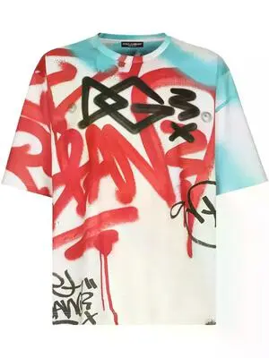 Dolce & Gabbana Graffiti-print Cotton T-shirt - Red