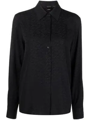 Pinko Monogram Pattern Button-up Shirt - Black