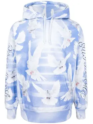 Supreme Doves-print Hoodie - Blue