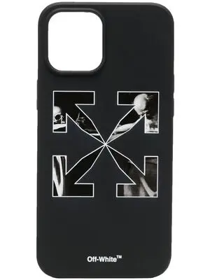 Off-White Arrows-motif Iphone 12 Max Phone Case - Black