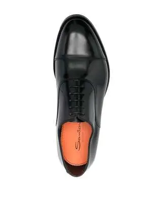 Santoni Almond-toe Leather Derby Shoes