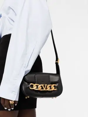 Valentino Garavani Vlogo Leather Crossbody Bag - Black
