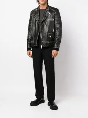 Philipp Plein Logo-plaque Leather Biker Jacket