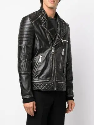 Philipp Plein Logo-plaque Leather Biker Jacket