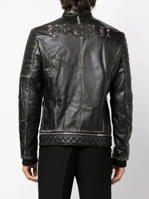 Philipp Plein Logo-plaque Leather Biker Jacket