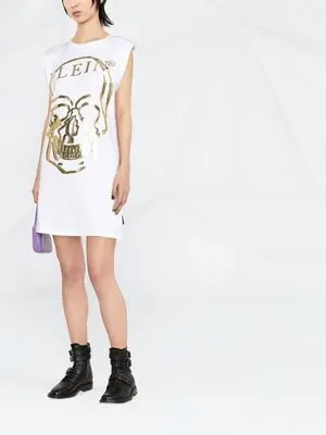 Philipp Plein Metallic Logo-print T-shirt Dress