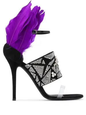 GIUSEPPE ZANOTTI Talia Feather Sandals - Black