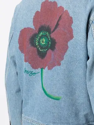 Kenzo Floral-print Trucker Jacket - Blue