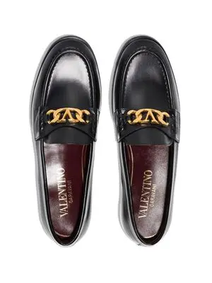 Valentino Garavani Vlogo Chain Leather Loafers