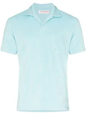 Orlebar Brown Fleece-texture Design Polo Shirt - Blue