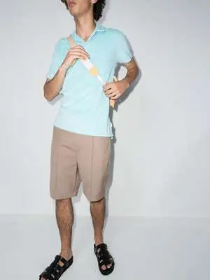 Orlebar Brown Fleece-texture Design Polo Shirt - Blue