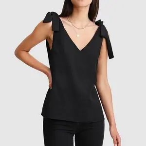 BELLE & BLOOM Feel For You V-neck Top - Camel Black