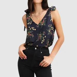 BELLE & BLOOM Feel For You V-neck Top - Camel Blue