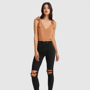 BELLE & BLOOM Feel For You V-neck Top - Camel Camel