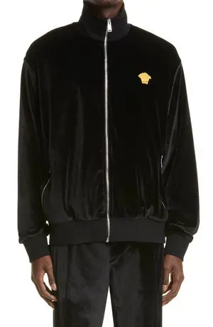 Versace Medusa Velvet Track Jacket - Black