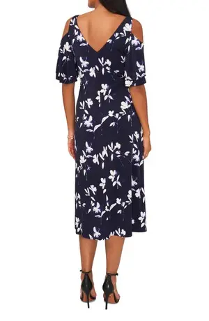 Chaus Cold Shoulder Floral Midi Dress