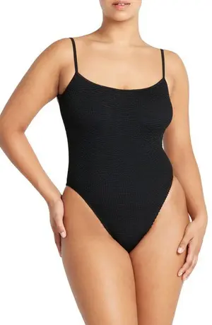Bond Eye Bond-eye Low Palace Textured One-piece Swimsuit Black