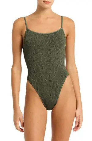 Bond Eye Low Palace Textured One-piece Swimsuit - Khaki Eco