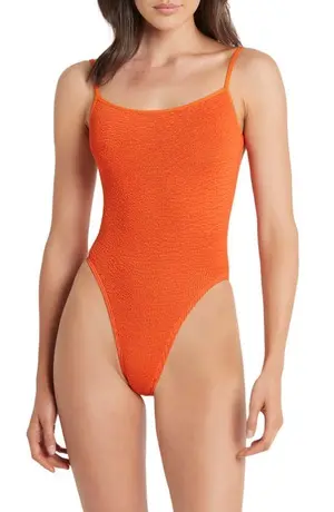 Bond Eye Bond-eye Low Palace Textured One-piece Swimsuit Vermillion