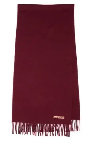 Acne Studios Fringe Wool Scarf Burgundy Melange