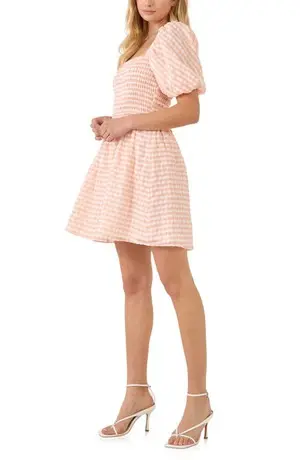 English Factory Gingham Smocked Minidress