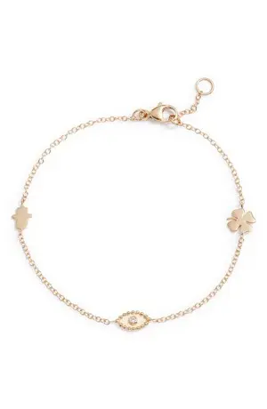 Anzie Dewdrop Diamond Charm Bracelet - Gold/diamond