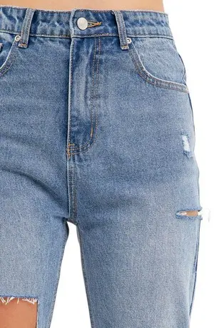 GREY LAB Ripped High-rise Slim Straight Jeans - Denim