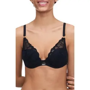 Chantelle Fleurs Underwire Plunge Bra - Black