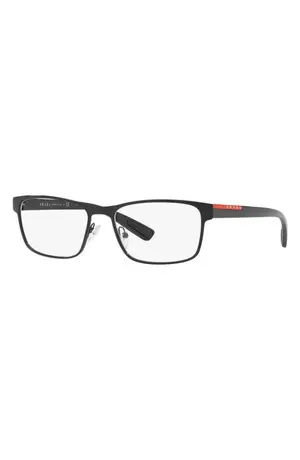 Prada 55mm Rectangular Eyeglasses - Black