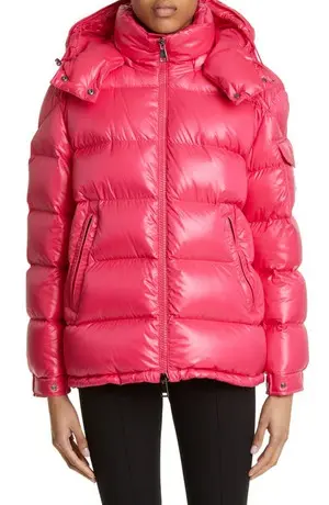 Moncler Maire Water Resistant Down Puffer Jacket - Pink