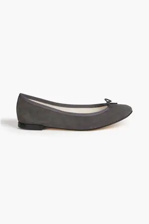 Repetto Repetto Suede Ballet Flats With Bow Detailing Anthracite