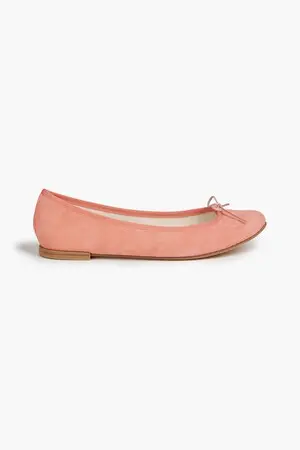 Repetto Repetto Suede Ballet Flats With Bow Detailing Peach