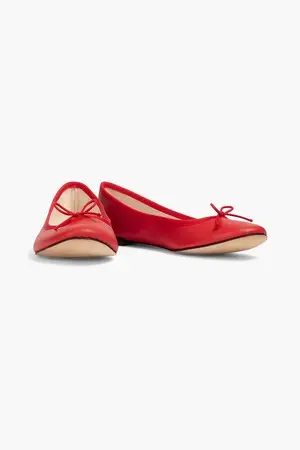 Repetto Leather Ballet Flats With Bow Detailing - Tomato Red