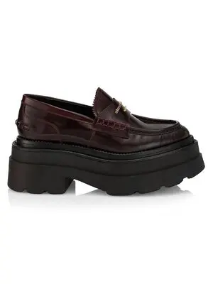 Alexander Wang Women's Carter Leather Platform Loafers - Black  - Oxblood