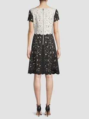 Shani Laser-cut Two-tone Dress
