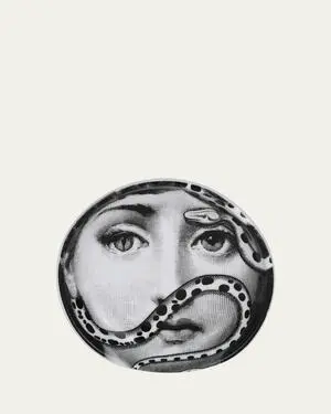 FORNASETTI Round Ashtray Tema E Variazioni N16 Gold Hand Over Face Black/white