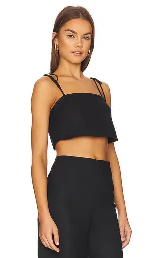 SNDYS. Tie Detailed Linen Blend Cropped Top