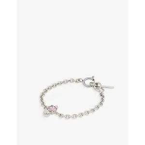 JUSTINE CLENQUET Nate Silver-toned Brass And Crystal Bracelet