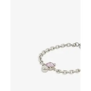 JUSTINE CLENQUET Nate Silver-toned Brass And Crystal Bracelet
