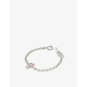 JUSTINE CLENQUET Nate Silver-toned Brass And Crystal Bracelet