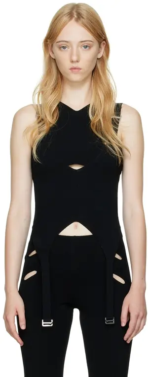 DION LEE Dion Lee Black Cut-Out Tank Top - Black/black