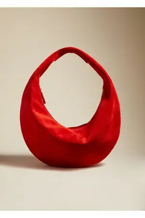 Khaite The Medium Olivia Hobo In Scarlet Suede