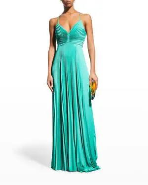 a.l.c. aries dress green Pleated Gown In Viridian - 60% Off Alc womans