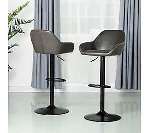 GLITZHOME Set Of 2 Adjustable Height Swivel Bar Stools