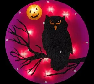 NORTHLIGHT 13.75' Lighted Owl Halloween Window Ilhouette