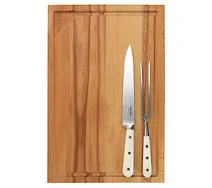 MARTHA STEWART Goswell 3-piece Carving Board And Cutlery Set I N Cream - One-color