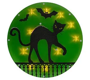 NORTHLIGHT 13.75' Lighted Black Cat Halloween W Indow Decor - One-color