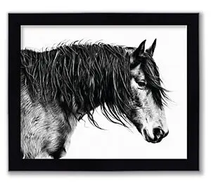 COURTSIDE MARKET Black White Horse Iii 8' X 10' Wall Art - One-color